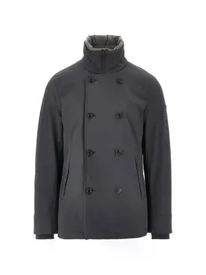 DUNO Edmund Double-breasted High-neck Coat - Grey