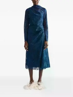 Erdem Draped Floral-lace Midi Dress