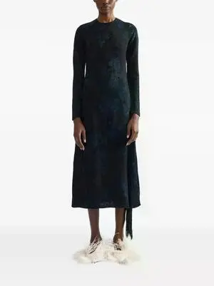 Erdem Floral-jacquard Fringe-trim Midi Dress - Black