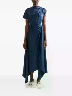 Erdem Satin Draped Midi Skirt