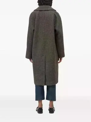 Closed Double-breasted Checked Coat