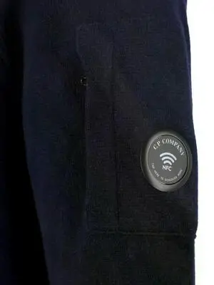 C.P. COMPANY Lens-detail Knitted Hoodie - Blue