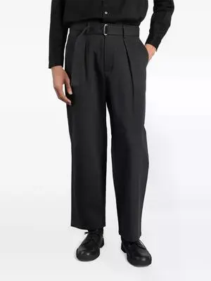 Attachment Belted Pleated Trousers - Black
