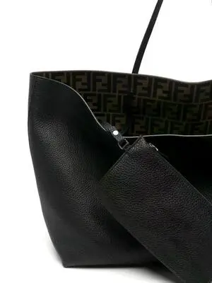 Fendi Large Roll Leather Tote Bag - Black