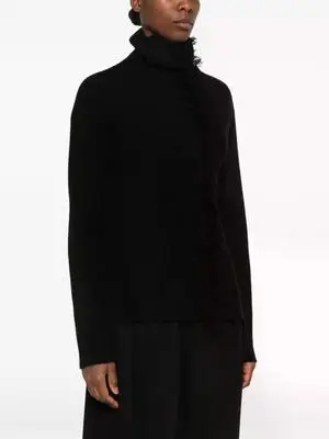 UMA WANG Fringed Ribbed-knit Sweater