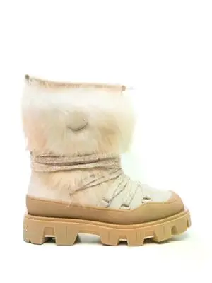 Moncler Fur-trim Lace-up Boots - Neutrals