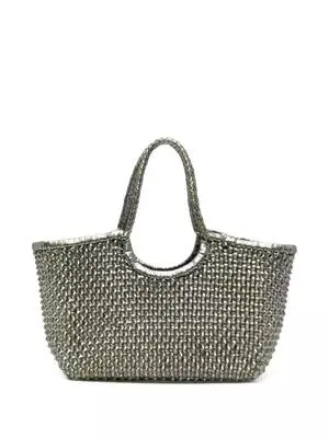 Dragon Diffusion Nantucket Cactus Woven Leather Tote Bag - Silver
