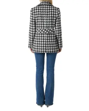 Sofia Cashmere Double Breasted Houndstooth Peacoat