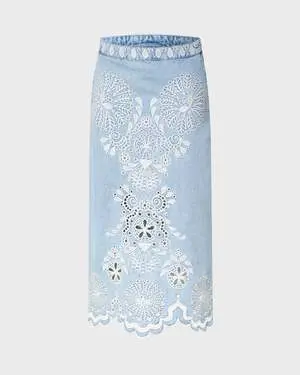 FARMRIO Skirt Richelieux Midi - Denim