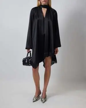 MALINA Dress Satin Lace Hem Mini