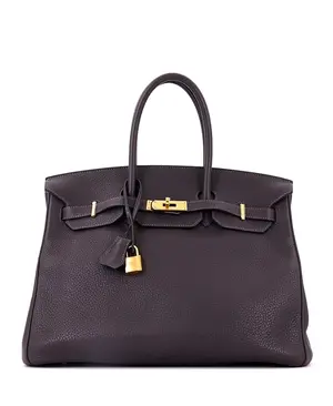 Hermès Birkin 35 Handbag Grey Clemence With Gold Hardware - Graphite