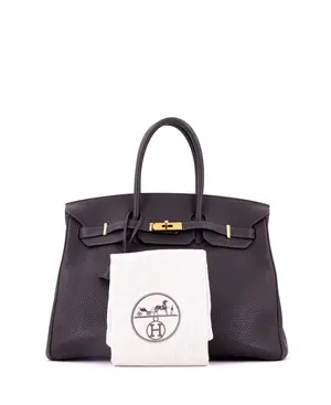 Hermès Birkin 35 Handbag Grey Clemence With Gold Hardware
