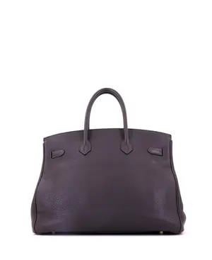 Hermès Birkin 35 Handbag Grey Clemence With Gold Hardware