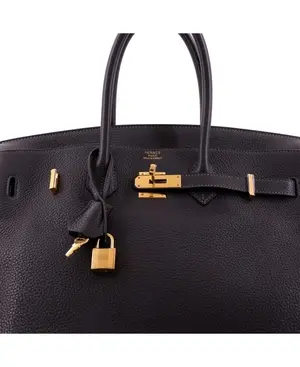 Hermès Birkin 35 Handbag Grey Clemence With Gold Hardware