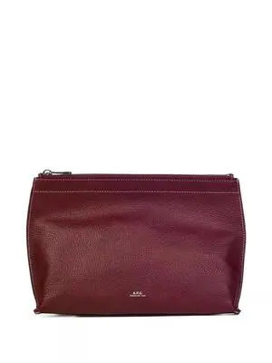A.p.c. Neige Grained-leather Pouch - Red