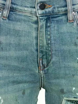 Amiri Distressed Crystal-embellished Skinny Jeans - Blue