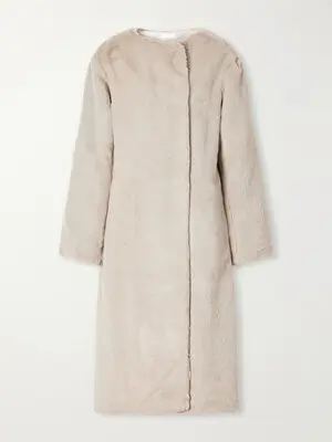 Maria Mcmanus Collarless Plush Coat - Neutrals