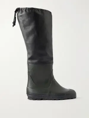 RIER Farmer Leather-trimmed Rubber Rain Boots