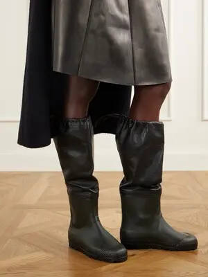 RIER Farmer Leather-trimmed Rubber Rain Boots