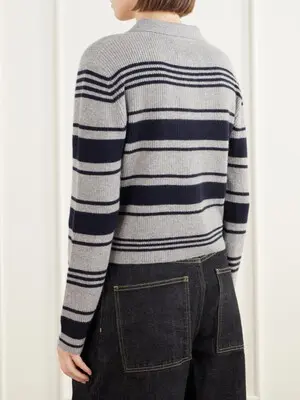 LISA YANG Tinna Striped Ribbed Cashmere Sweater