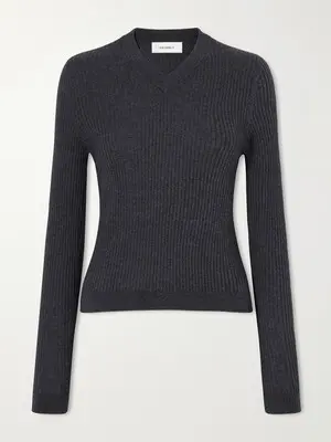 LISA YANG Marguerite Ribbed Cotton And Cashmere-blend Sweater