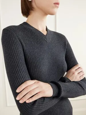 LISA YANG Marguerite Ribbed Cotton And Cashmere-blend Sweater