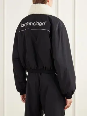 Balenciaga Cropped Plush-trimmed Coated Cotton-blend Shell Ski Jacket