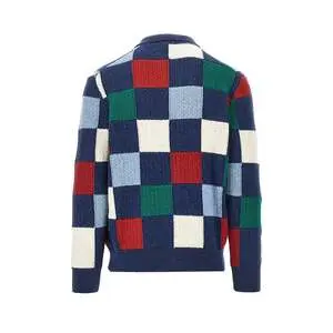 GALLIA KNIT Multicoloured Check Wool Cardigan