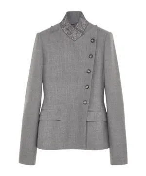 Alexander McQueen Wool Pinstripe Cross Lapel Jacket