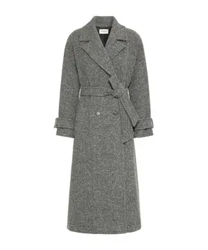 Max Mara Wkdtema Long Tweed Coat - Dark Grey
