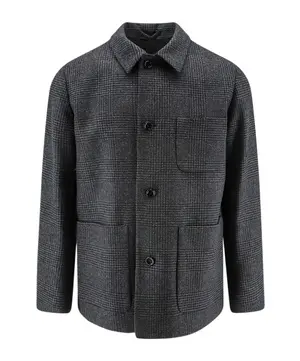 LARDINI Checked Button-up Jacket