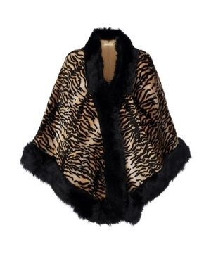 Nour Hammour Olympe Printed Shearling Poncho