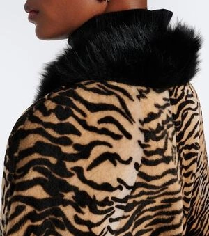 Nour Hammour Olympe Printed Shearling Poncho