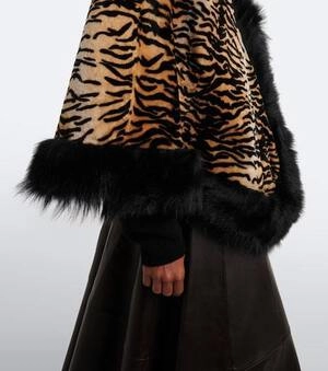 Nour Hammour Olympe Printed Shearling Poncho