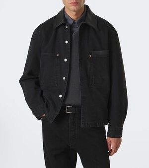 LEMAIRE Leather-trimmed Denim Overshirt