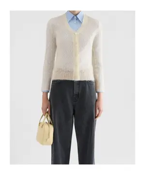 JIL SANDER Lace-knit Mohair-blend Cardigan