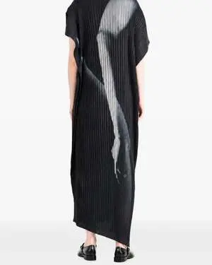 Issey Miyake Pleated Printed Maxi Skirt