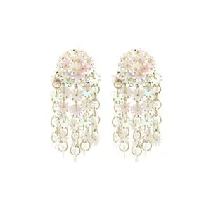 LOTT. GIOIELLI Sequin Serrated Waterfall Earrings M Silver Holo Serra - Gray