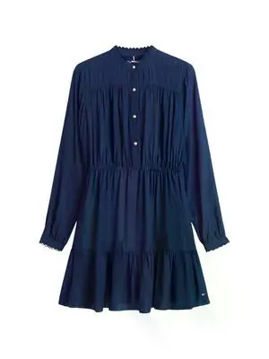 Tommy Hilfiger Diamond-flag-jacquard Gathered Mini Dress - Blue