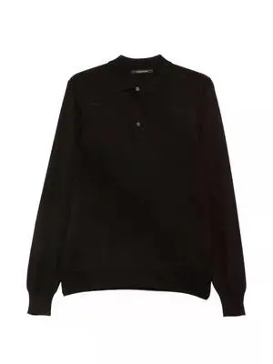 Tagliatore Long-sleeve Polo Shirt - Brown