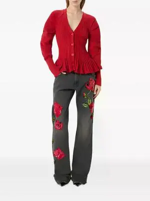 Blumarine Sequin-embroidered Wide-leg Jeans