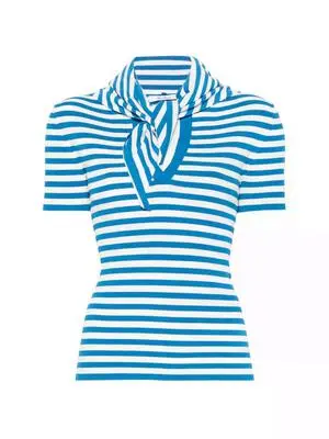 Max Mara Viscose Crepe Sweater With Scarf Detail White