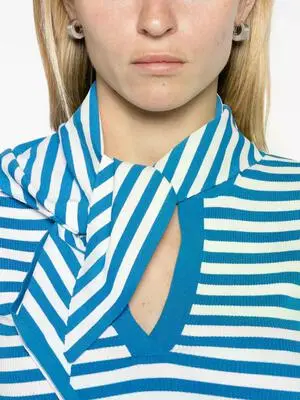 Max Mara Viscose Crepe Sweater With Scarf Detail White