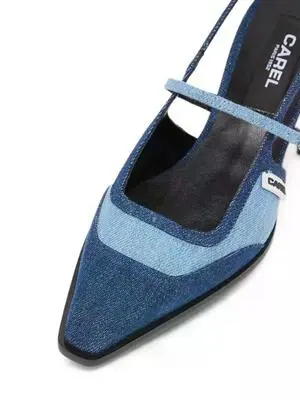 CAREL Cecile Bicolor Denim Slingback Pumps