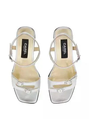 CAREL Triple-strap Block-heel Sandals - Silver