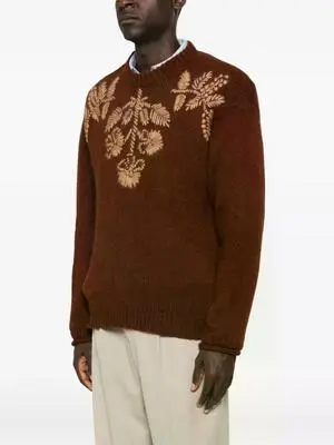 BAZISZT Floral-embroidered Chunky-knit Sweater