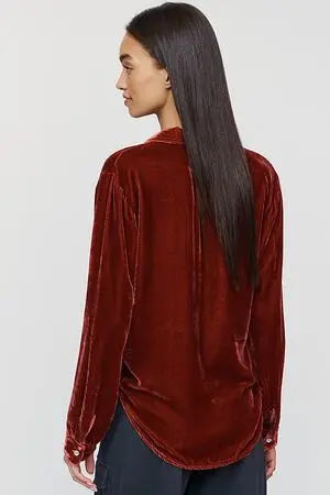Bella Dahl Silk Blend Velvet Buttondown Shirt