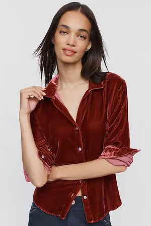 Bella Dahl Silk Blend Velvet Buttondown Shirt