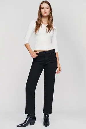 FRAME Cigarette Low Rise Straight Leg Jeans - Black