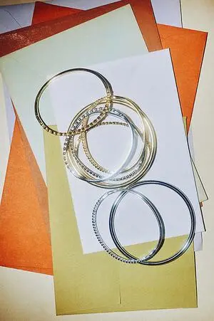 Anthropologie Water Resistant Baguette Bangle Bracelet - Silver